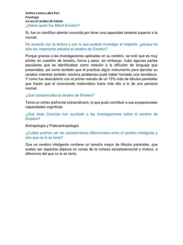 A1B2 Psicología Einstein Andrea Labra | PDF