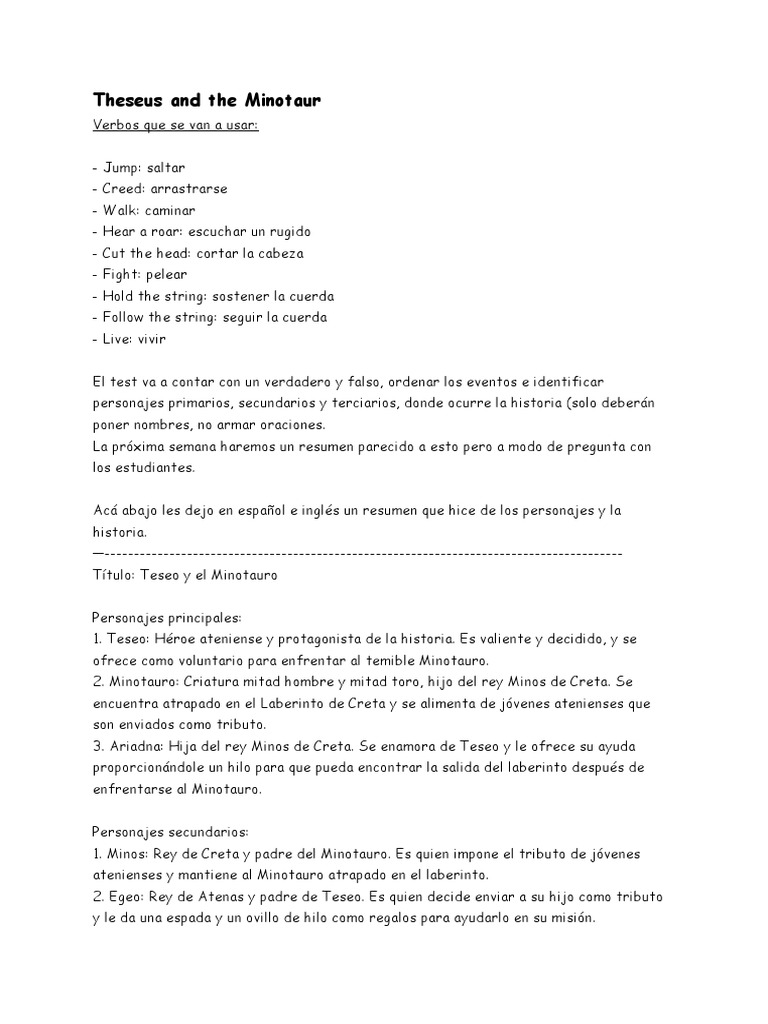 Theseus and The Minotaur | PDF