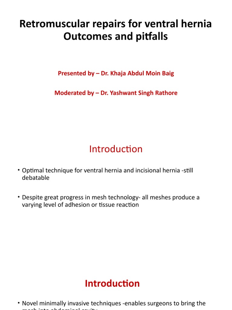 Retromuscular Repairs For Ventral Hernia | PDF | Abdomen | Surgery