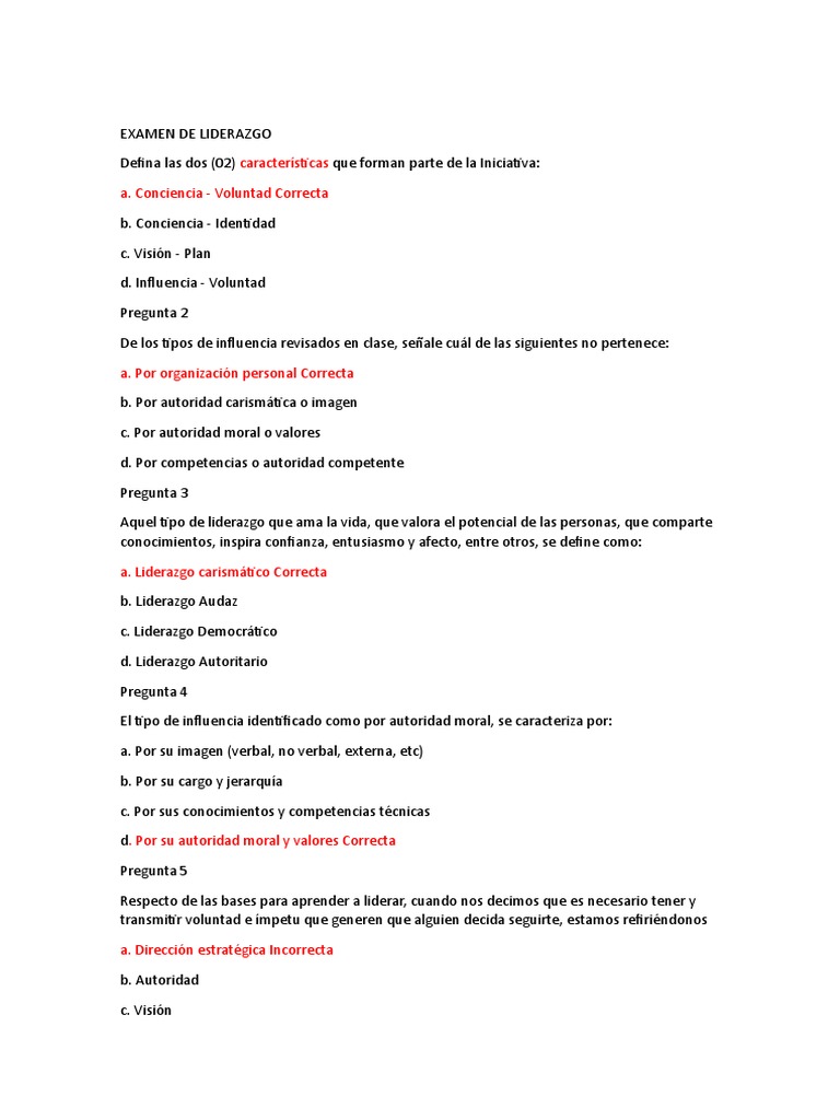 Examen de Liderazgo | PDF Examen de Liderazgo | PDF