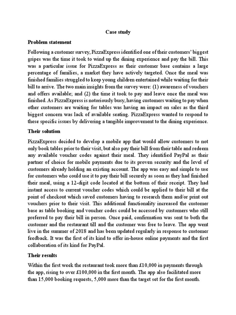 Case Study | Download Free PDF | Pay Pal | Restaurants Case Study | Download Free PDF | Pay Pal | Restaurants