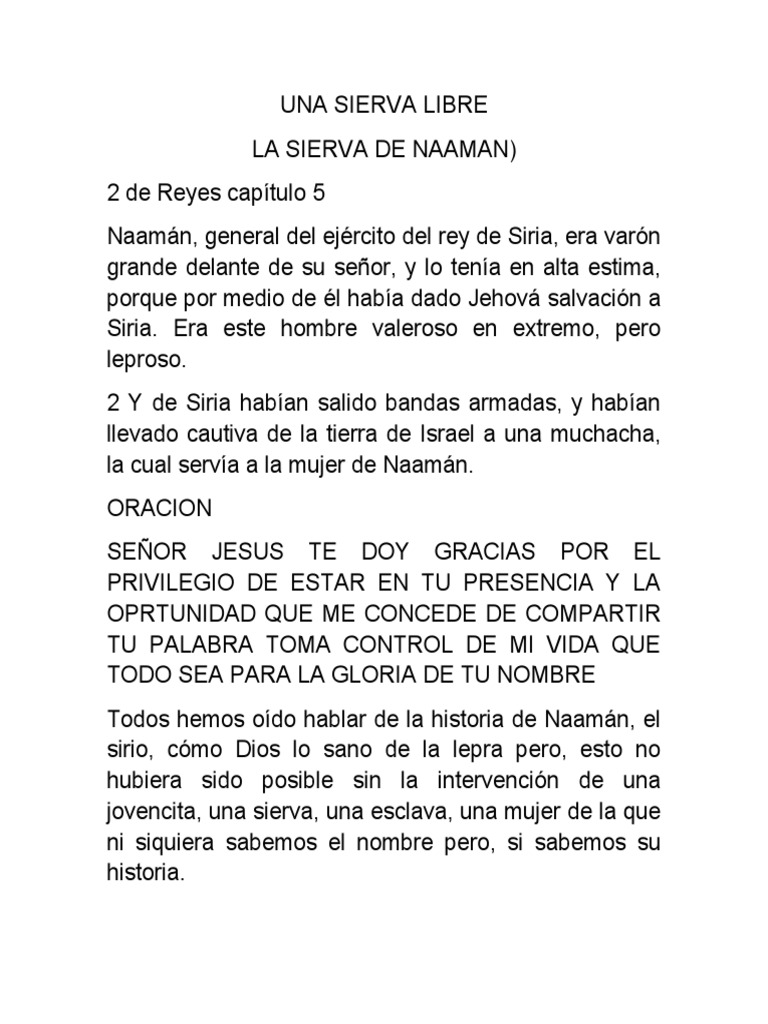 La valentía de la sierva de Naamán | PDF | Temor | Dios