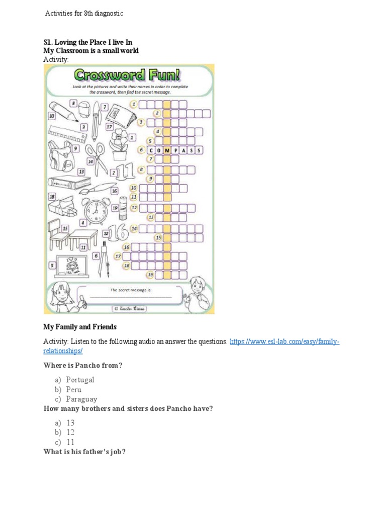 8th Grade Diagnostic Activities Guide | PDF | Foreign Language Studies