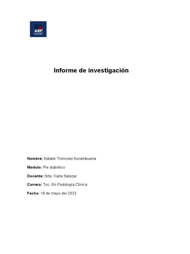 Informe Pie Diabetico | PDF