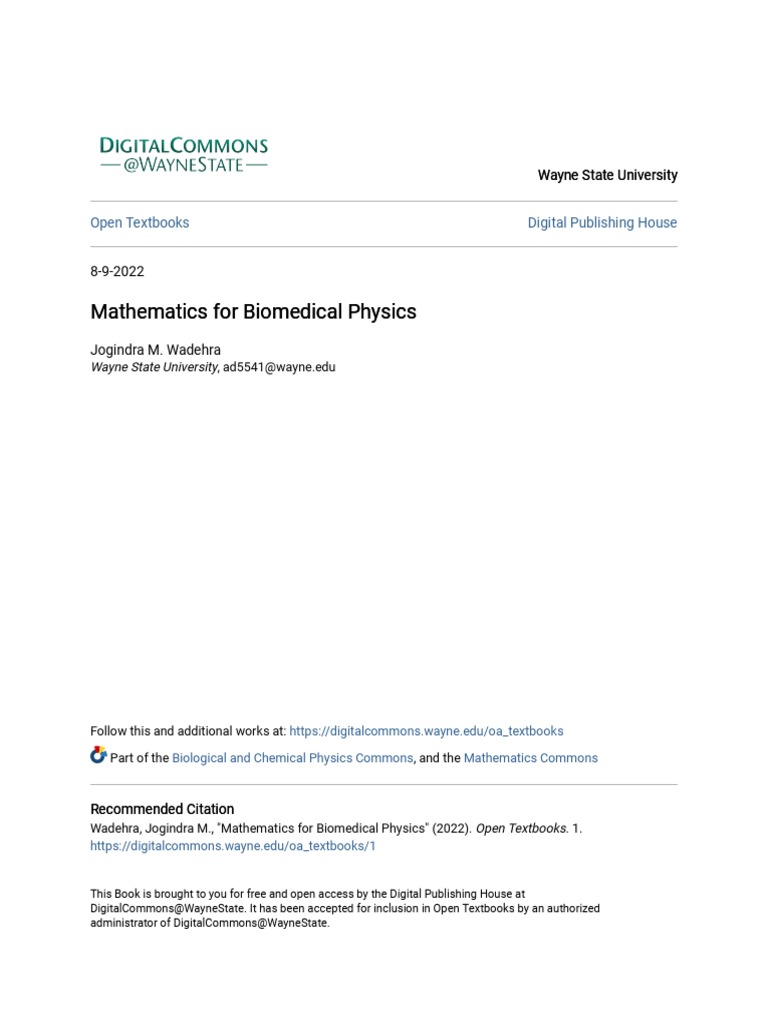 Mathematics for Biomedical Physics | PDF | Vector Space | Derivative