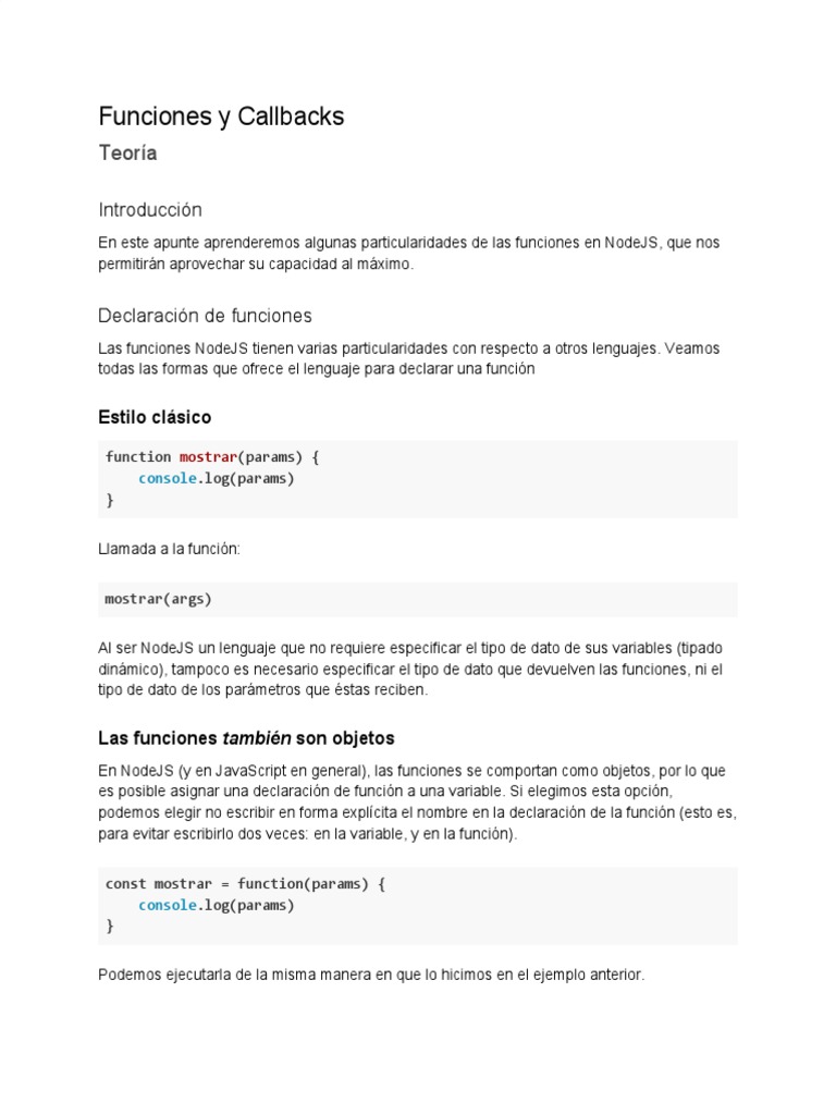 02 - Funciones, Callbacks, Objetos y JSON | PDF | Lenguaje de ...