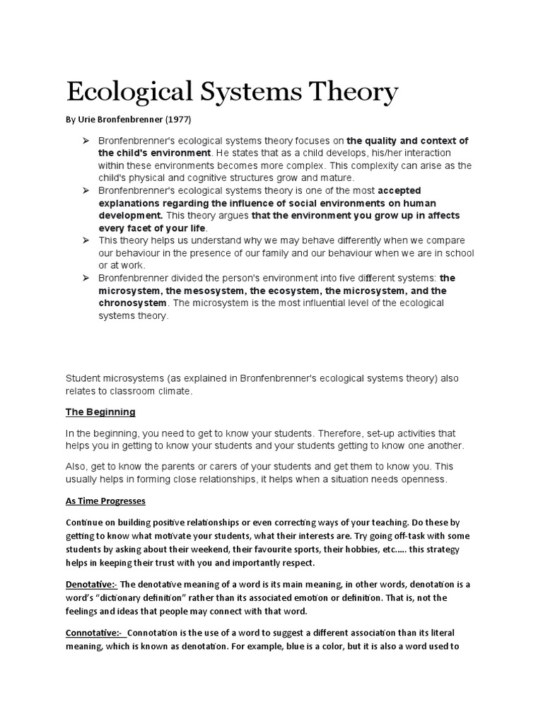 Ecological Systems Theory | PDF | Ecology | Attention Deficit ...