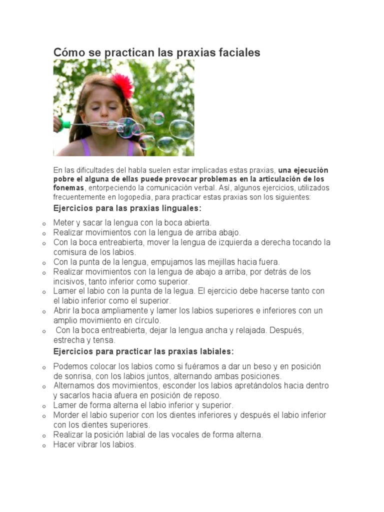 Ejercicios Praxias Faciales Pdf Boca Lengua