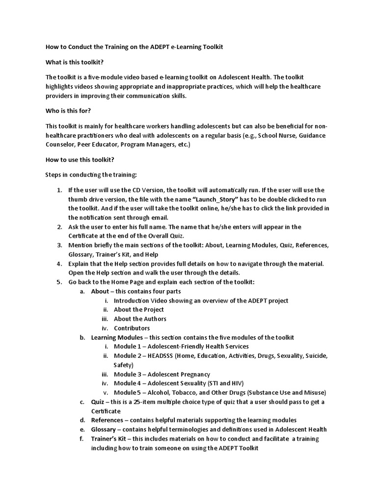 How to Conduct the Training on the ADEPT Toolkit_Final_2 | PDF ...