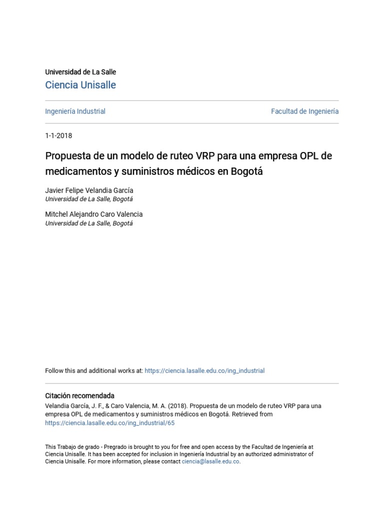 Propuesta de Un Modelo de Ruteo VRP para Una Empresa OPL de Medic | PDF | Crecimiento personal y ...