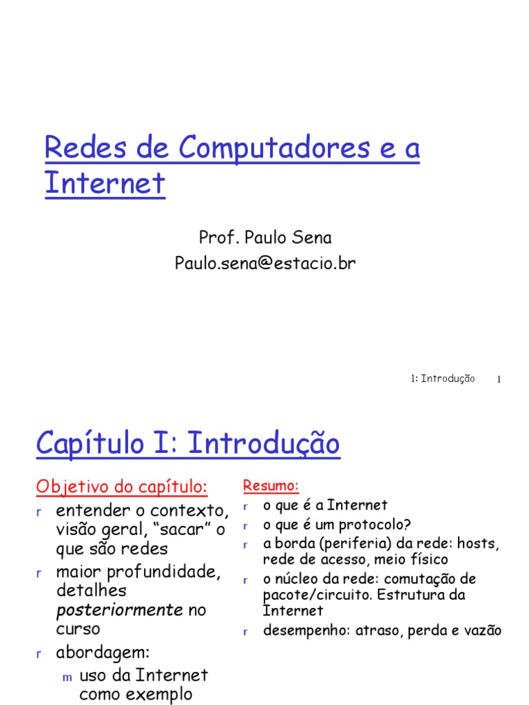 Aula 2 - Redes e A Internet | PDF | Rede de computadores | Internet