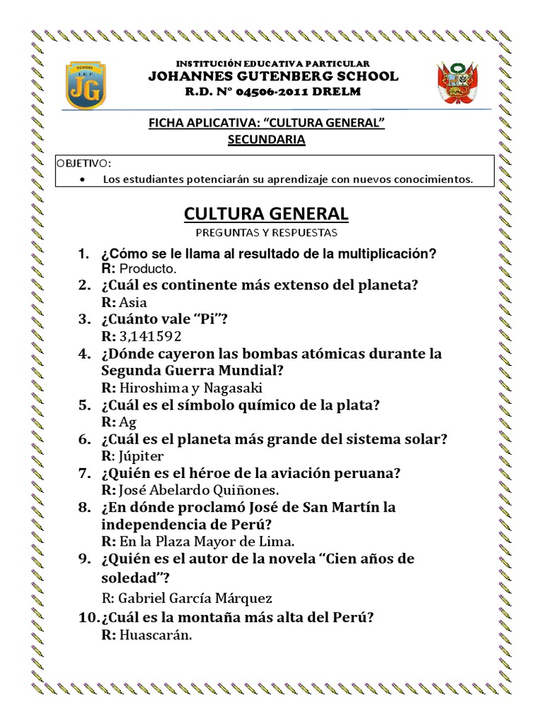 Ficha Cultura General 2 | PDF