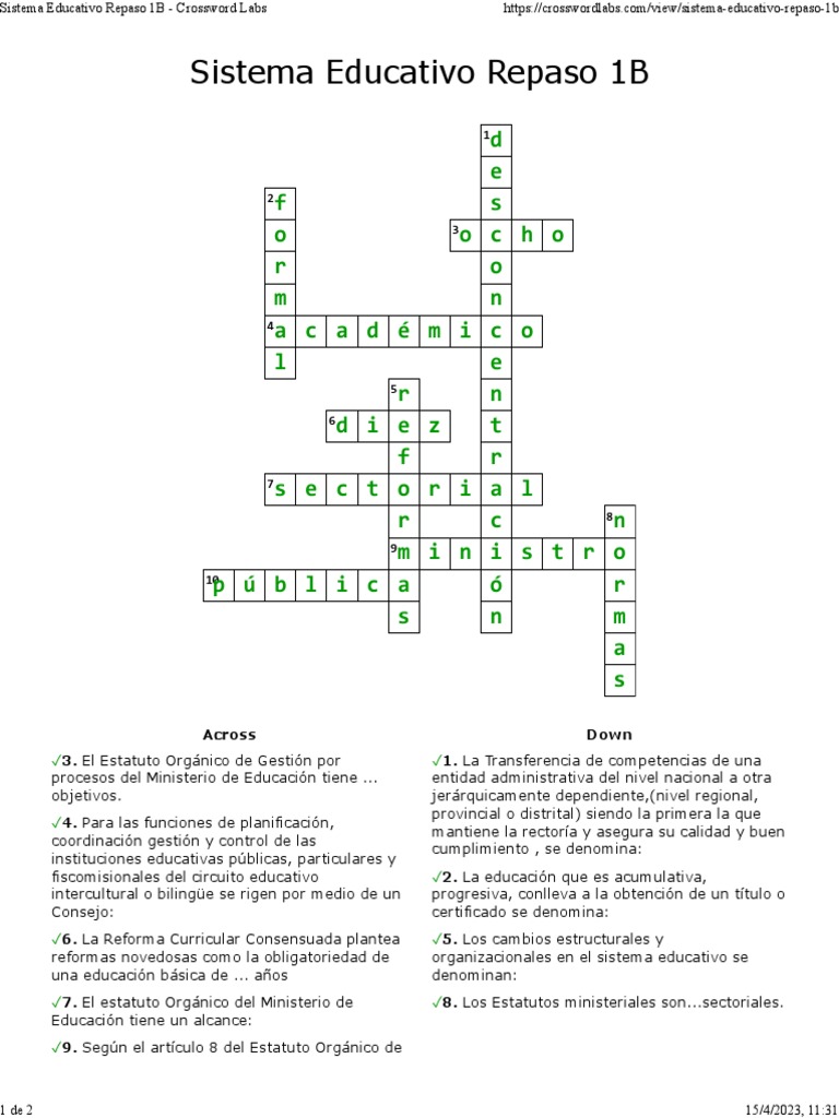 Crucigrama Dos | PDF