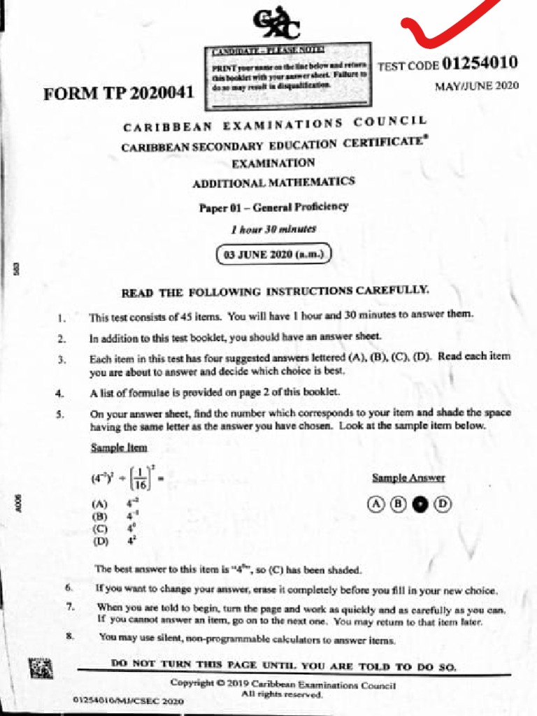Add Math P1 2020 | PDF