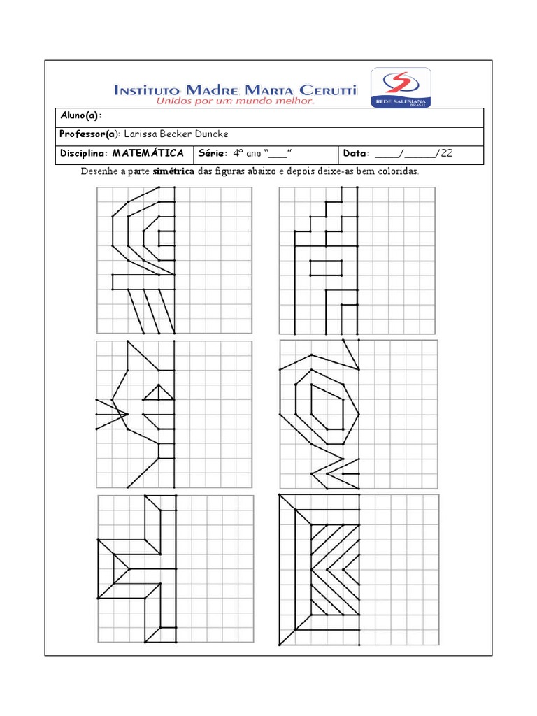 Atividade - Desenhos Simétricos | PDF | Métodos e Materiais de Ensino