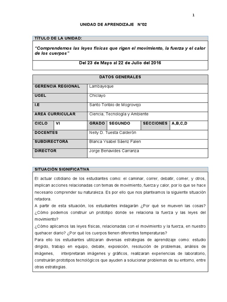 Unidad de Aprendizaje | PDF