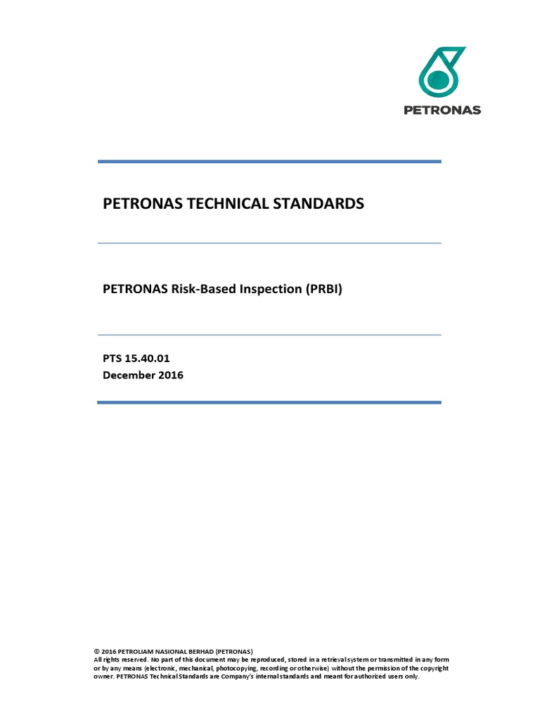 Petronas Technical Standards: PETRONAS Risk-Based Inspection (PRBI ...