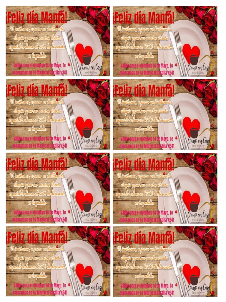 Tarjeta Feliz Dia Mama Pdf