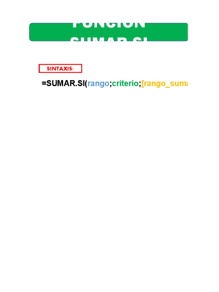 Ejemplos de SUMAR.SI en Excel | PDF