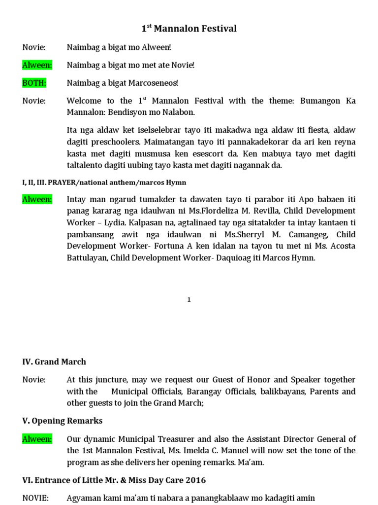 Script Day CAre 2018docx | PDF