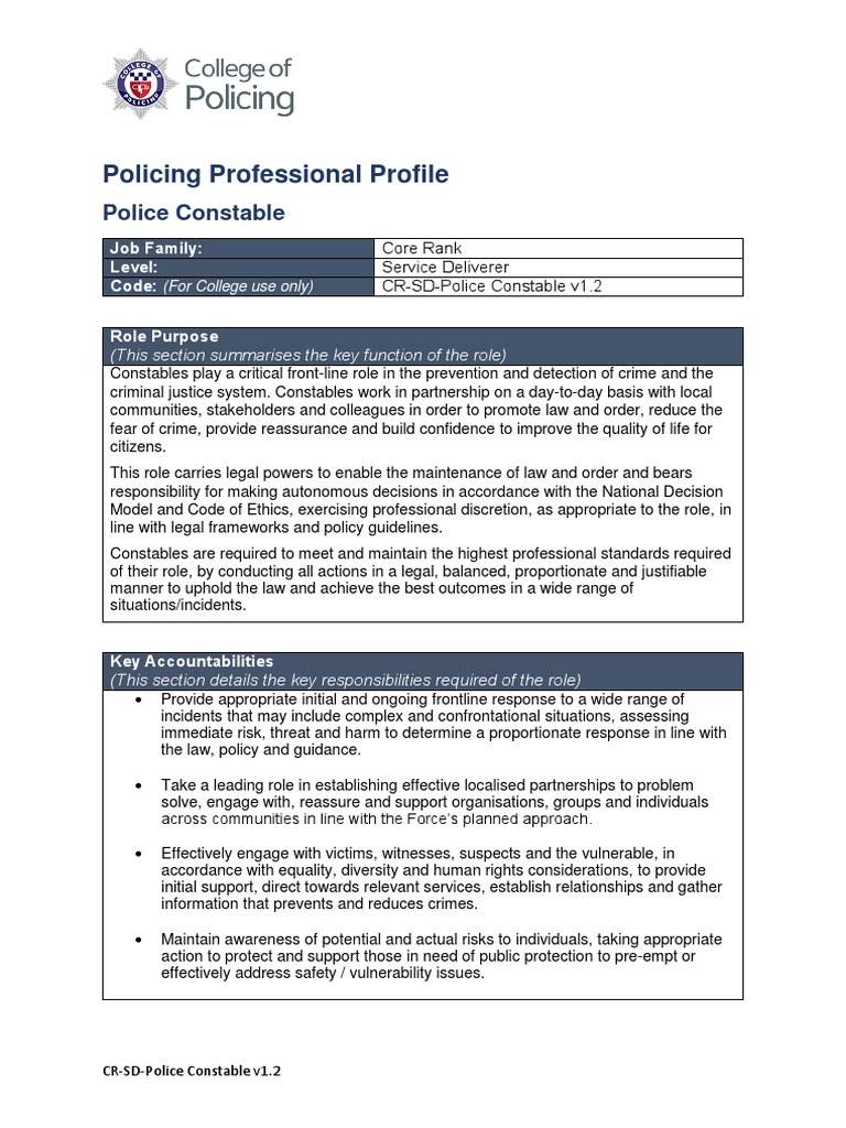 Police Constable Role Overview | PDF | Career & Growth
