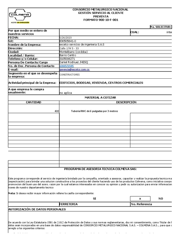 Formato Preventa 900-10-F-001 (1) - Lleno | PDF | Privacidad de la ...