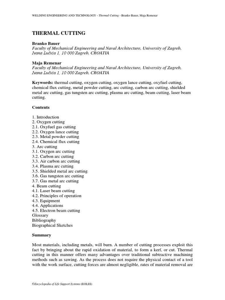 Thermal Cutting | PDF | Combustion | Oxygen