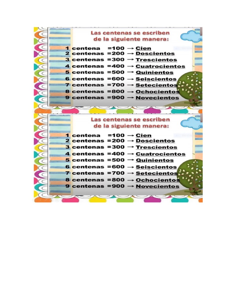 Escritura de Numeros Hasta El 999 | PDF