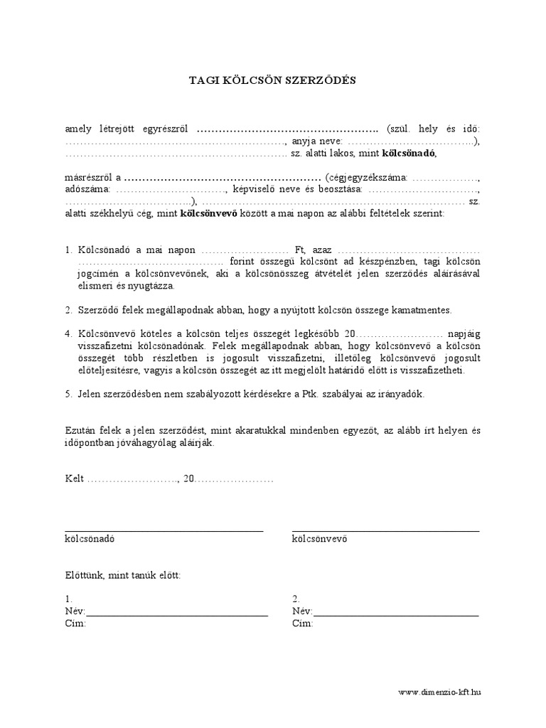 Tagi Kolcson Szerzodes | PDF