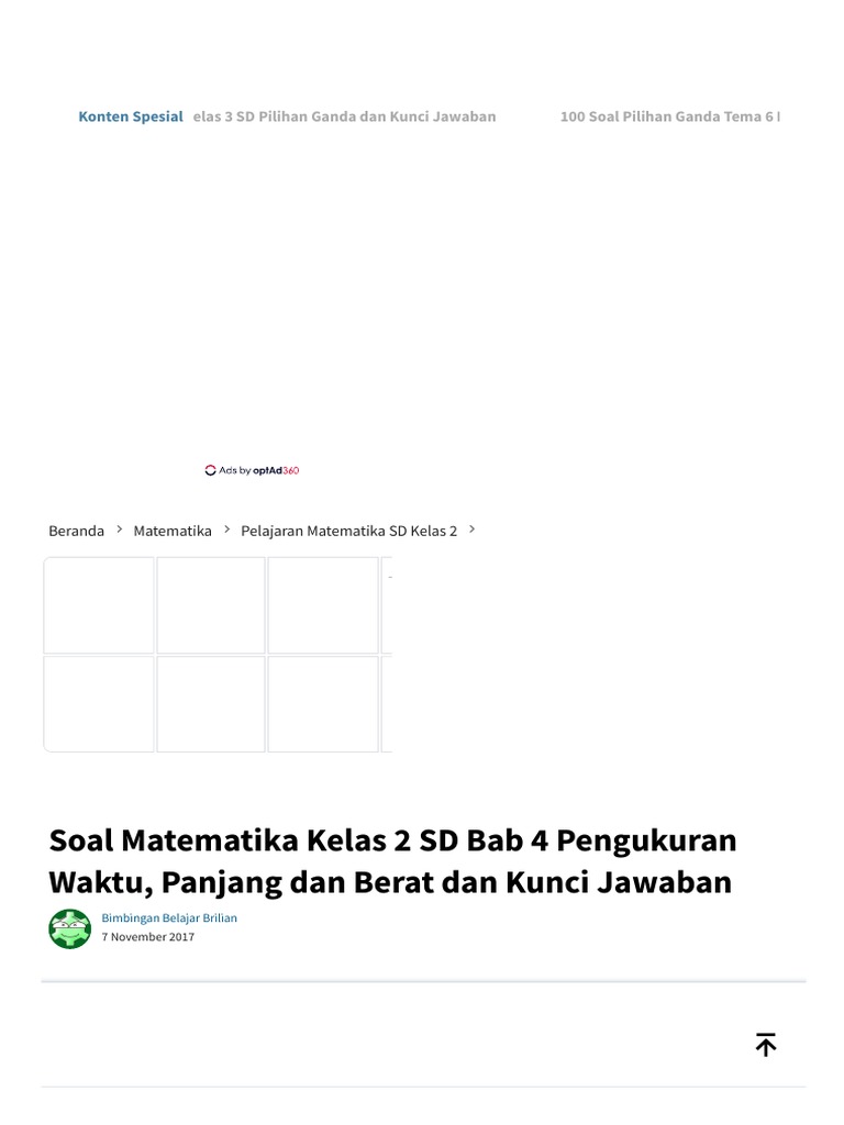 Soal Matematika Kelas 2 SD Bab 4 Pengukuran Waktu, Panjang Dan Berat Dan Kunci Jawaban - Bimbel ...