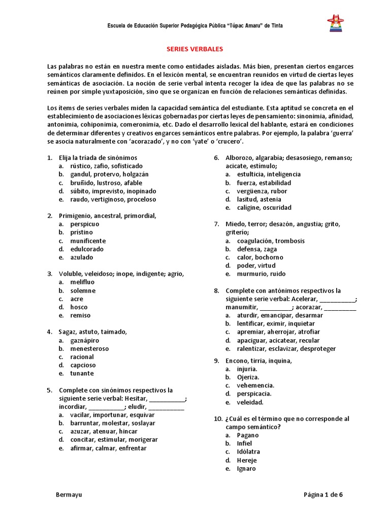 8 SERIES VERBALES Procap | PDF