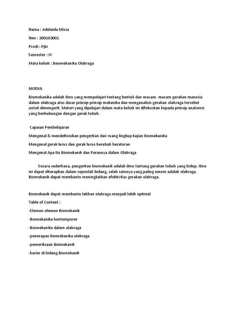 Biomekanika Olahraga Pdf Kesehatan Holistik