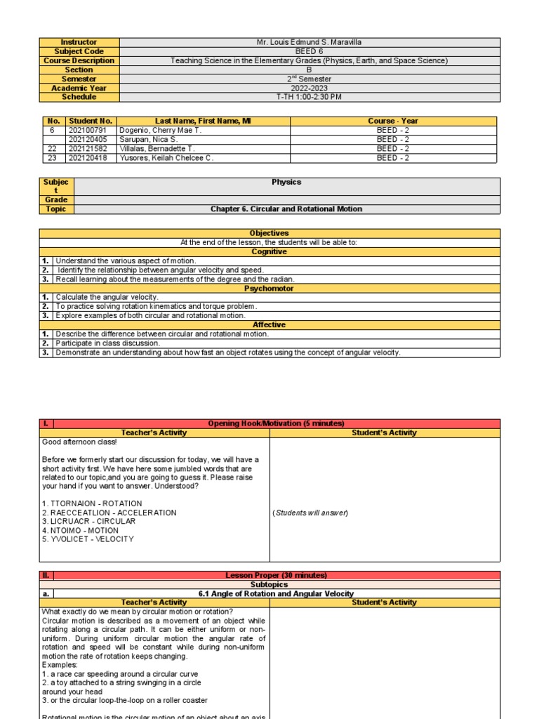 Physics Lesson Plan | Download Free PDF | Acceleration | Speed