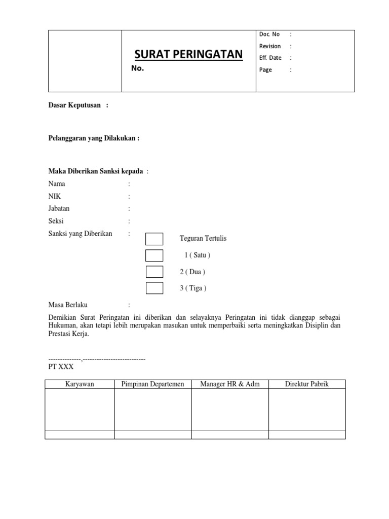 Contoh Format Surat Peringatan | PDF