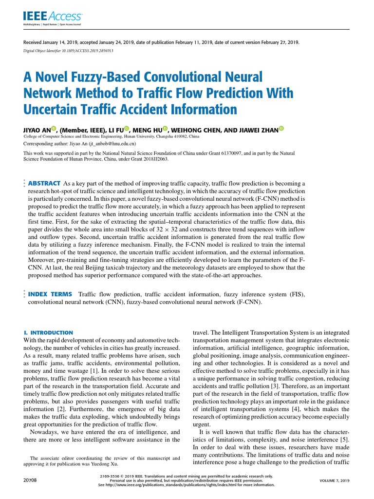 A Novel Fuzzy-Based Convolutional Neural Network Method To Traffic Flow Prediction With ...