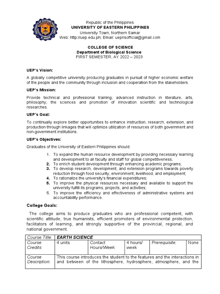 Syllabus Earth Science | PDF | Earth Sciences | Nature
