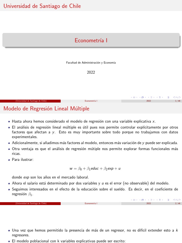 Tema 3 Modelo de Regresion Multiple 474271 | PDF | Mínimos cuadrados ordinarios | Regresión lineal