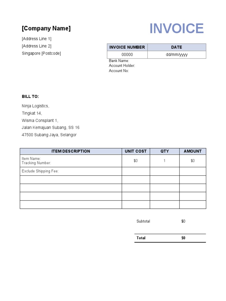Refund Invoice Template for Shipping | PDF