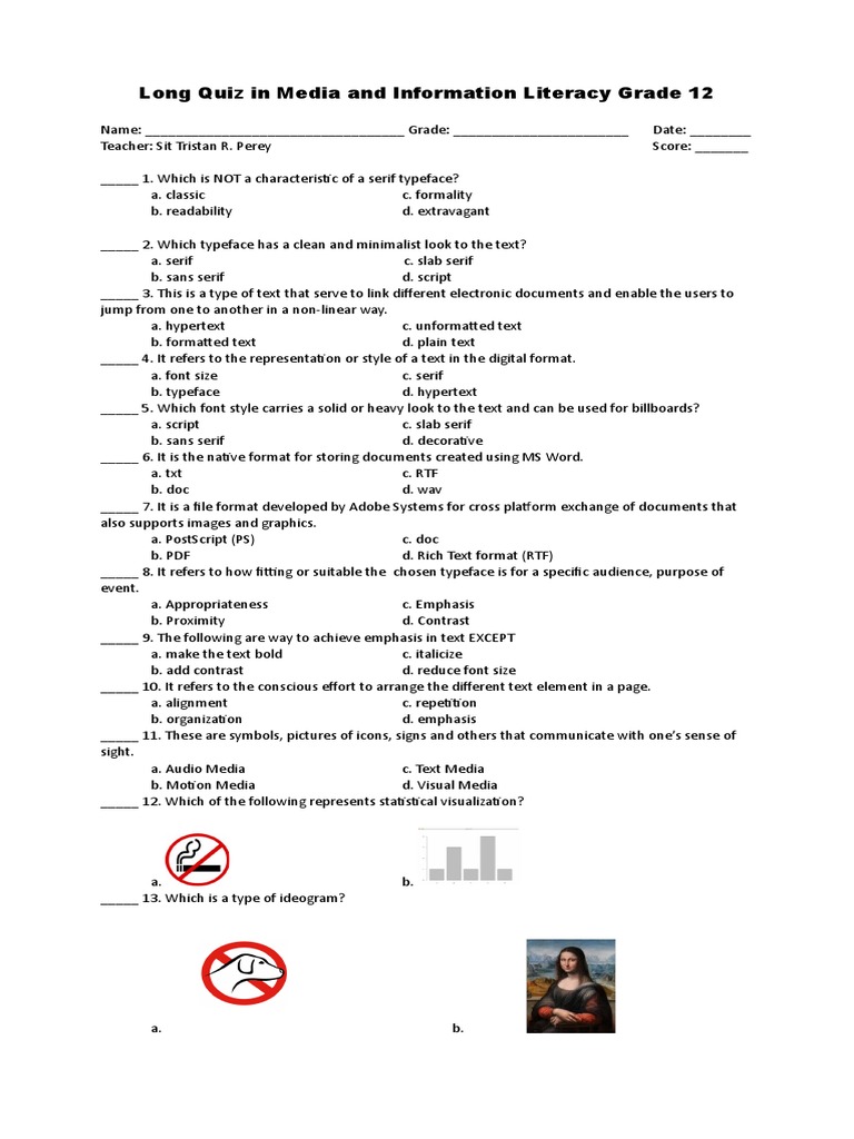 Long Quiz | PDF | Typefaces | Serif