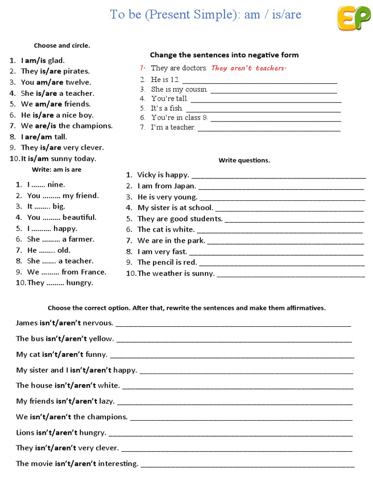 To Be Present Simple Am is Are Grammar2 (1) | PDF