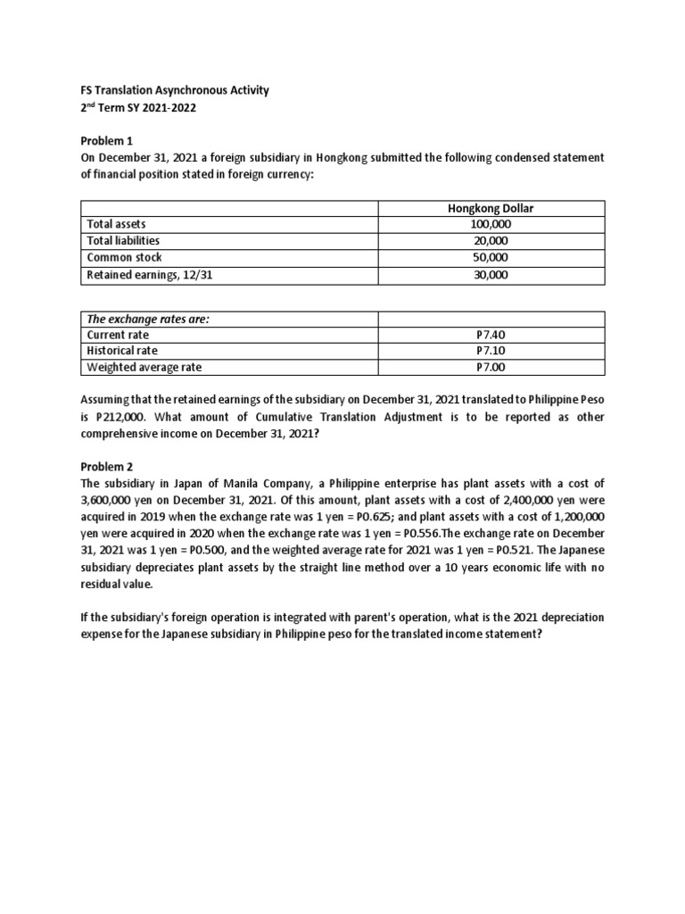 FS Translation and Hedging Asynchronous Activity | PDF | Option (Finance) | Exchange Rate