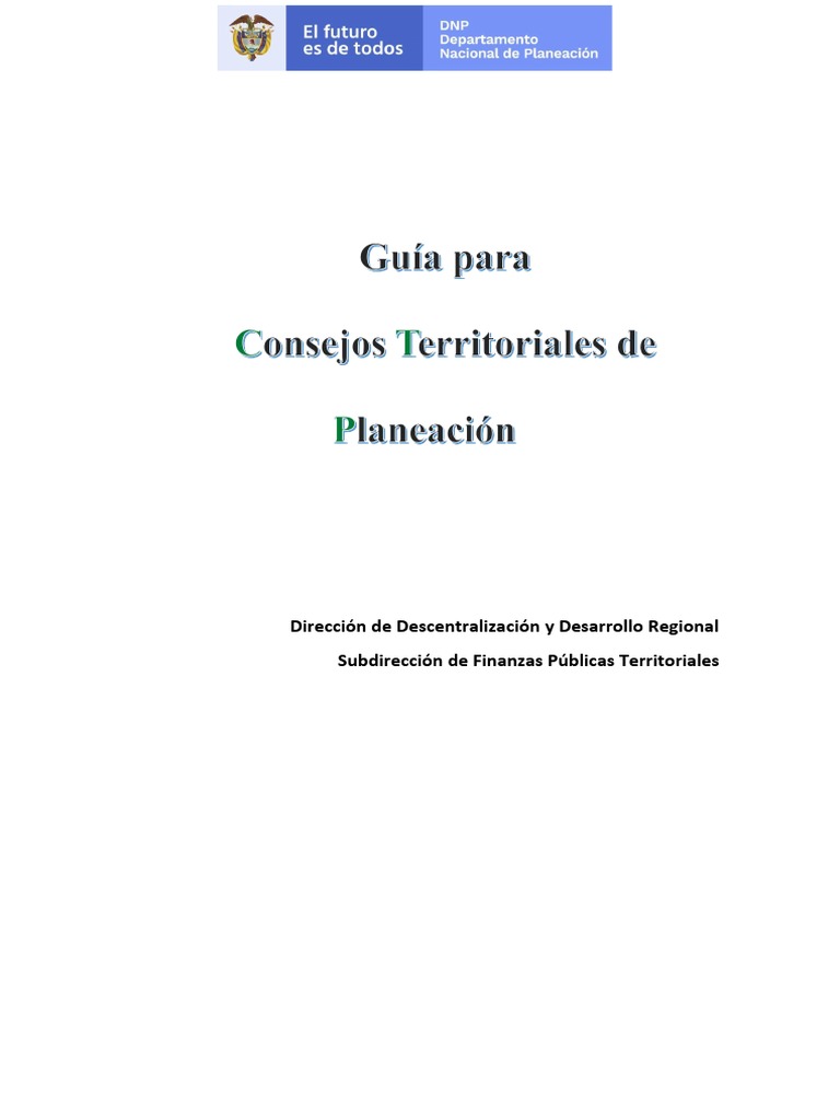 Guia Consejos Territoriales de Planeacion | PDF | Alcalde | Planificación
