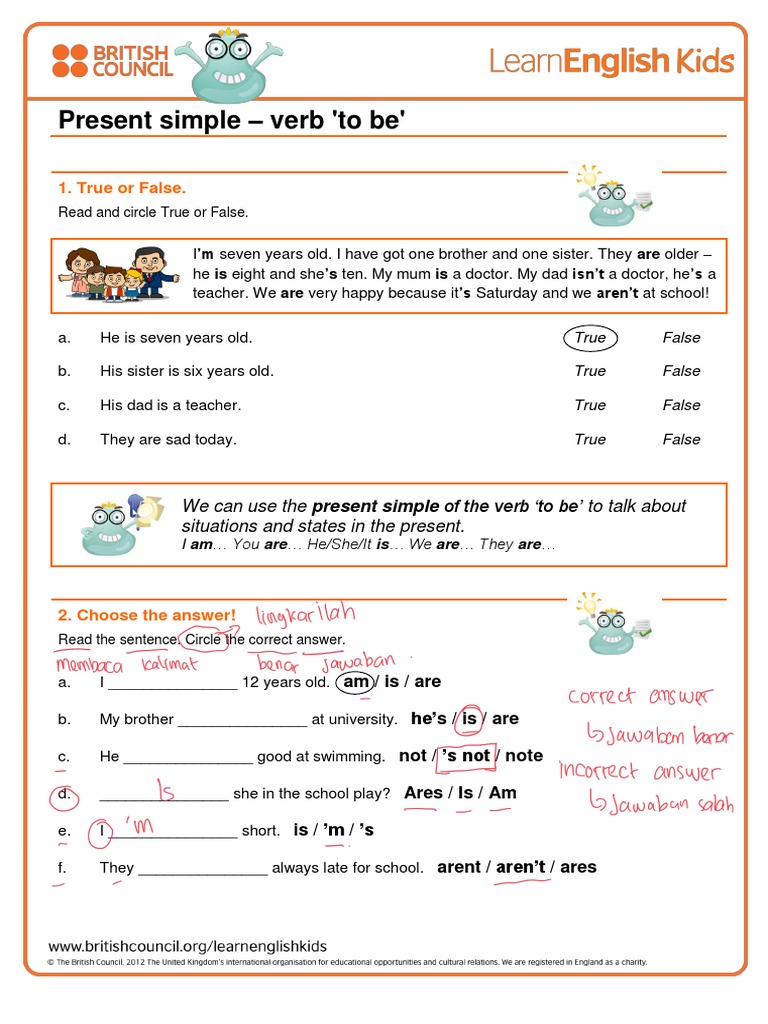 Grammar Games Present Simple Verb To Be Worksheet | PDF