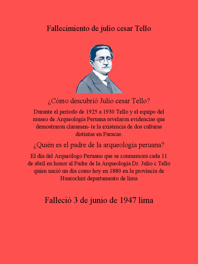 Fallecimiento de Julio Cesar Tello | PDF