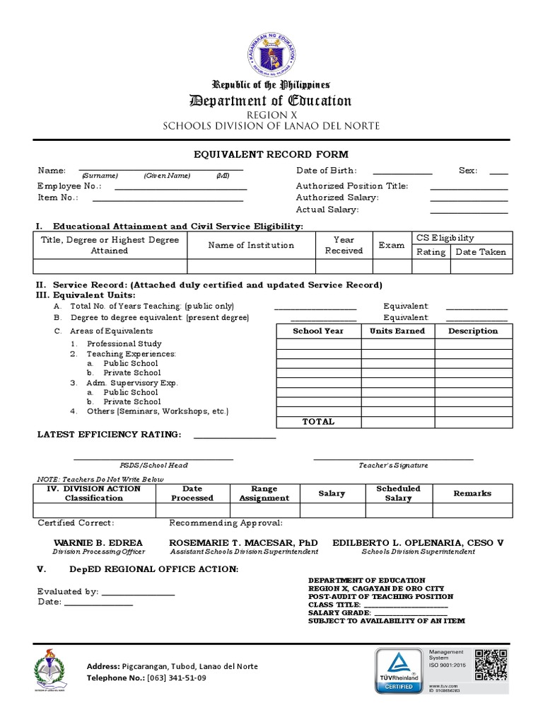 ERF Teacher II III | PDF | Bachelor's Degree | Teachers