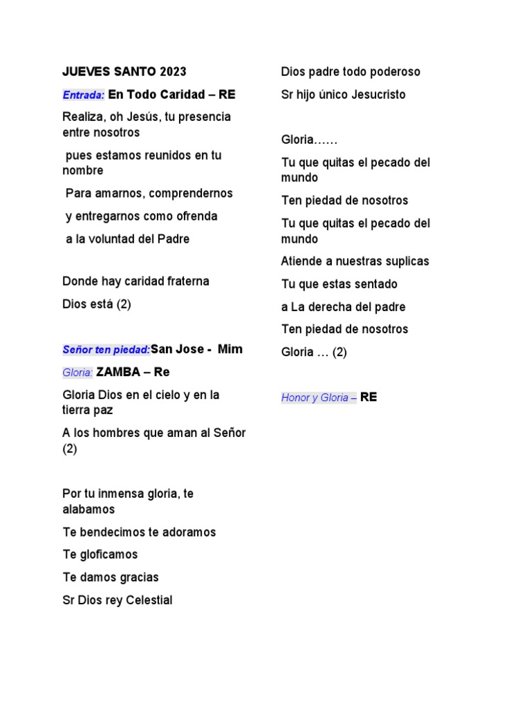 Jueves Santo 2023-1 | PDF | eucaristía | Amor