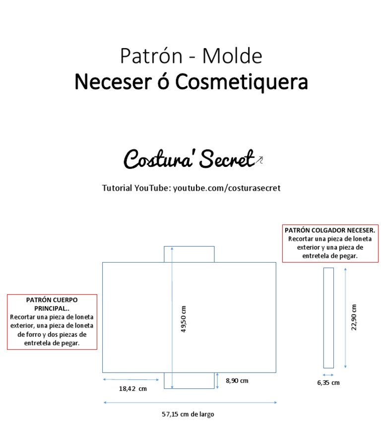 Patrón Neceser Ó Cosmetiquera - Costura Secret | PDF