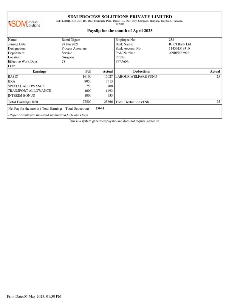Payslip Apr 2023 PDF | PDF