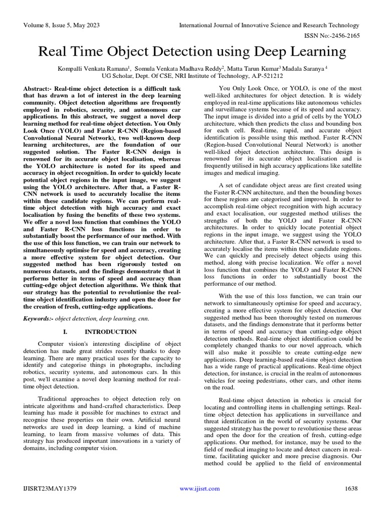 Real Time Object Detection Using Deep Learning | Download Free PDF | Deep Learning | Computer Vision