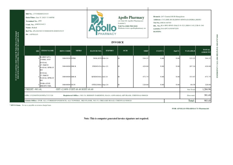 Apollo Medicine InvoiceFeb 10 2023 20 43 | PDF